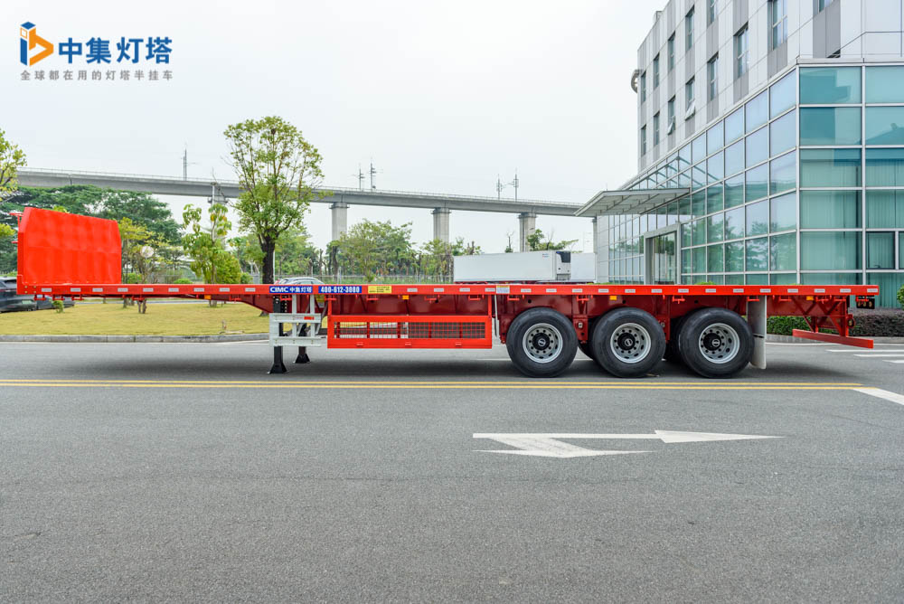 B-double Flatbed Semi Trailer for Sale, 12.4m + 4m mini flatbed